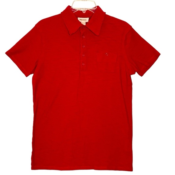 Diesel | Shirts | Nwt Diesel Red Raw Edge Cotton Slub Textured Knit ...